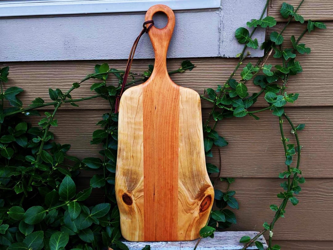 Handmade Charcuterie Board, Cherry Wood Cheese & Meat Tray, Wooden ...