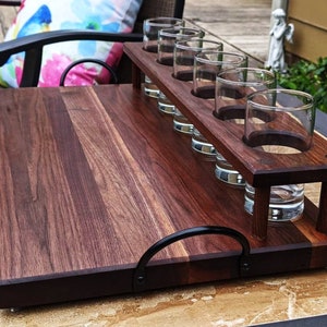 Black Walnut Butcher Block Beer Flight Charcuterie Board With Taster ...