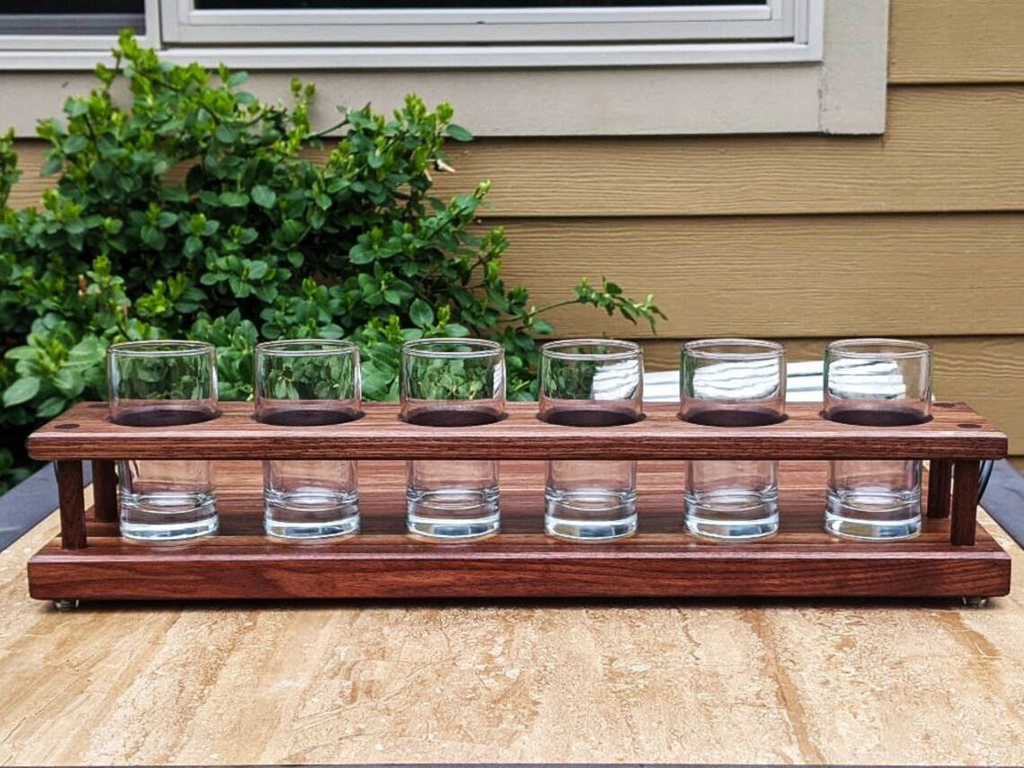 Black Walnut Butcher Block Beer Flight Charcuterie Board With Taster ...