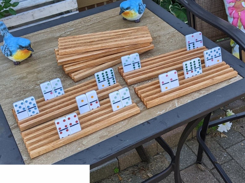 Four Domino 4-slot Holders, Domino Holder Set, Wooden Domino Holder ...