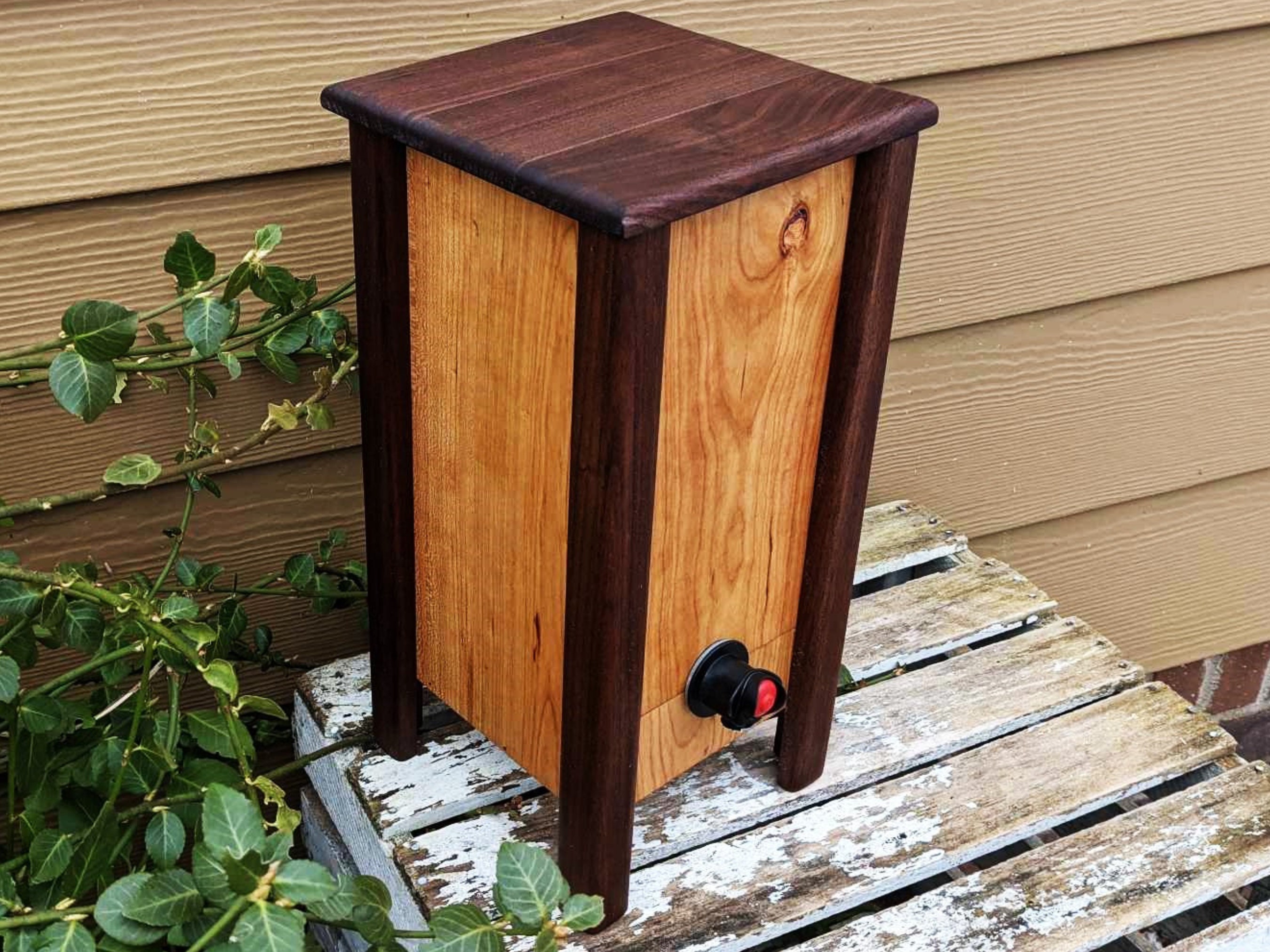 Cherry Wood Wine Box Cover, Wooden Wine Bag Holder, Wine Box Dispenser ...