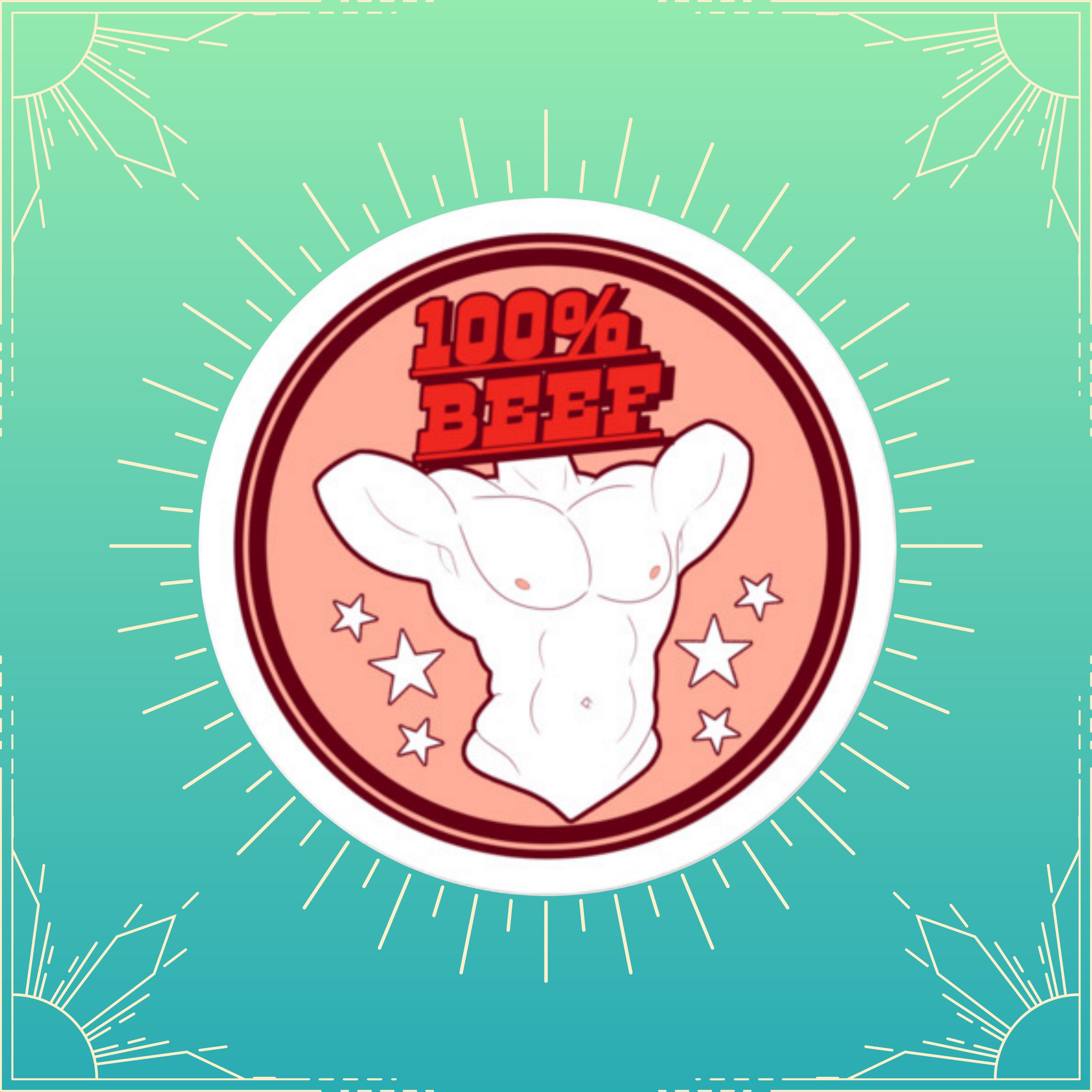 100% Beef Buff Guy Vinyl Sticker, Funny Meme Laptop Sticker - Etsy