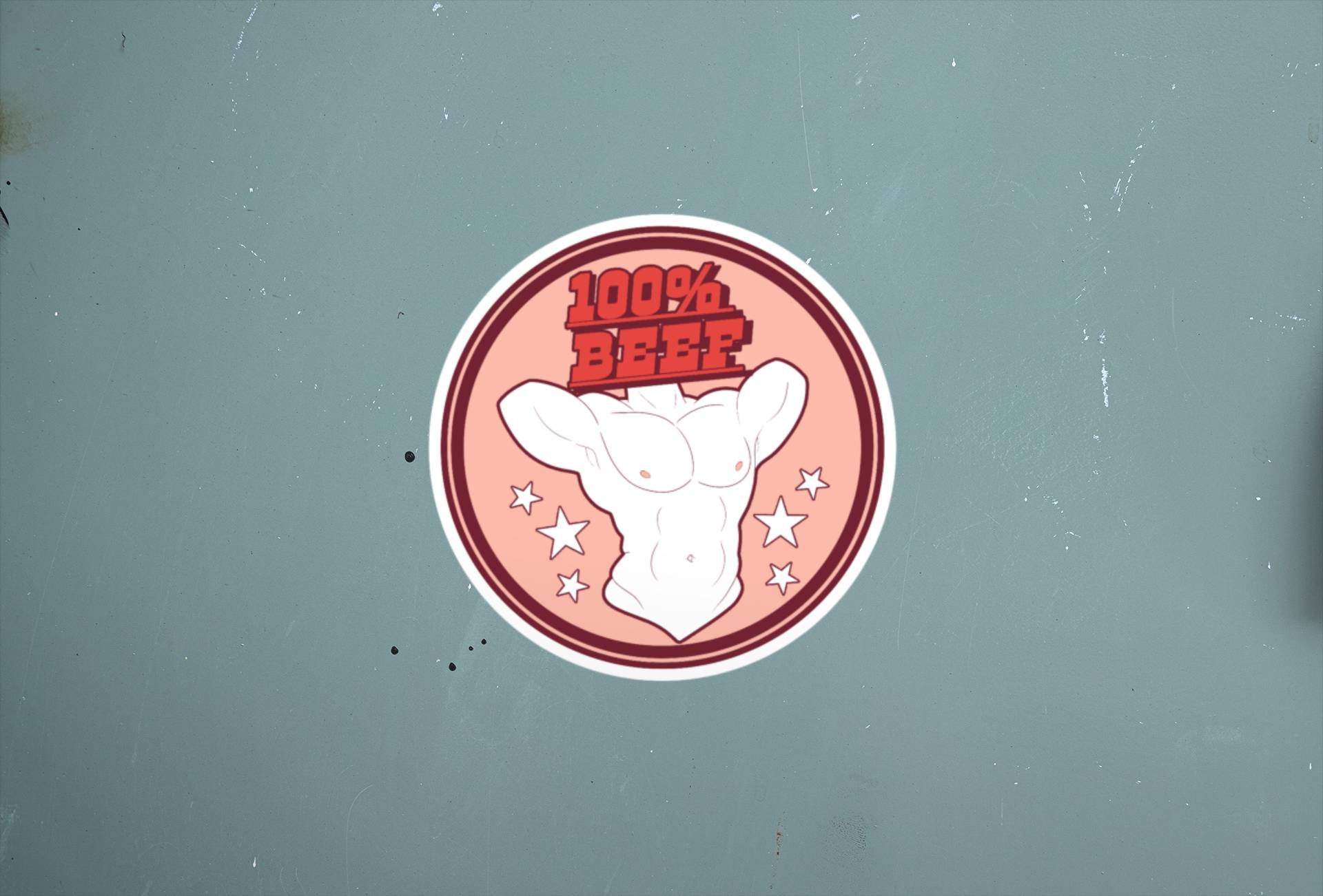 100% Beef Buff Guy Vinyl Sticker, Funny Meme Laptop Sticker - Etsy