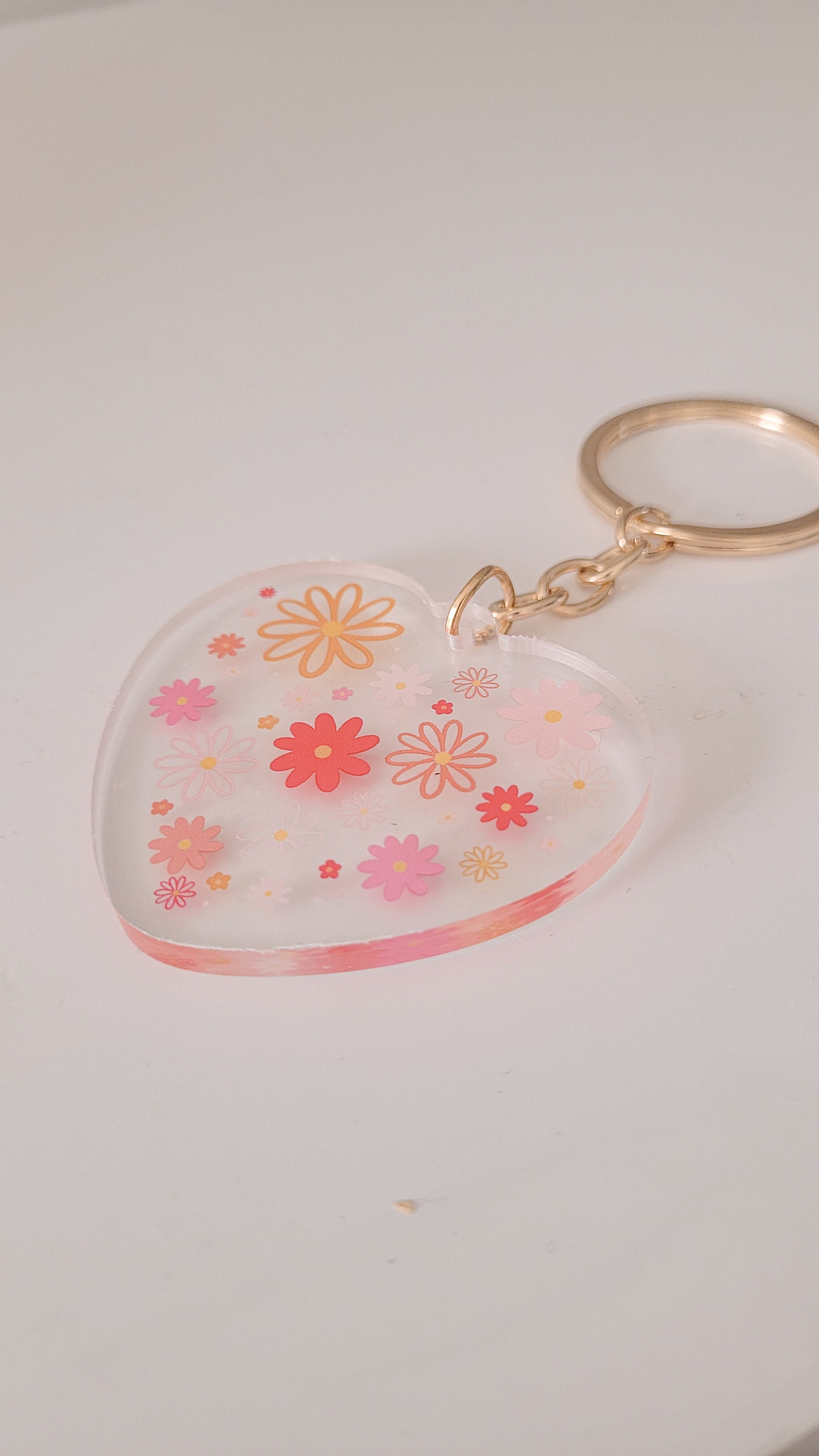 Acrylic Keychain HEART IN FLOWERS Keychain Charm Attach - Etsy