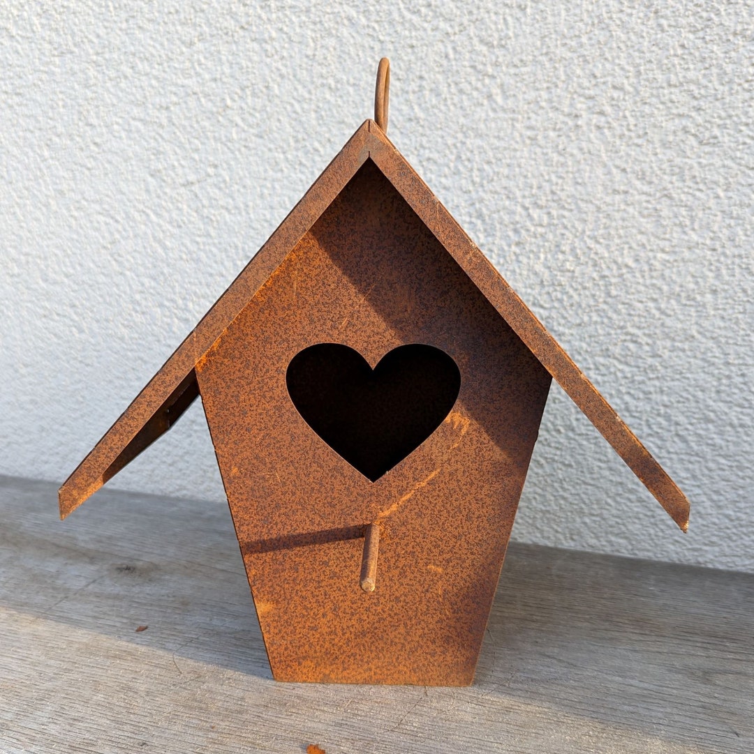 Birdhouse With Heart Rust - Etsy