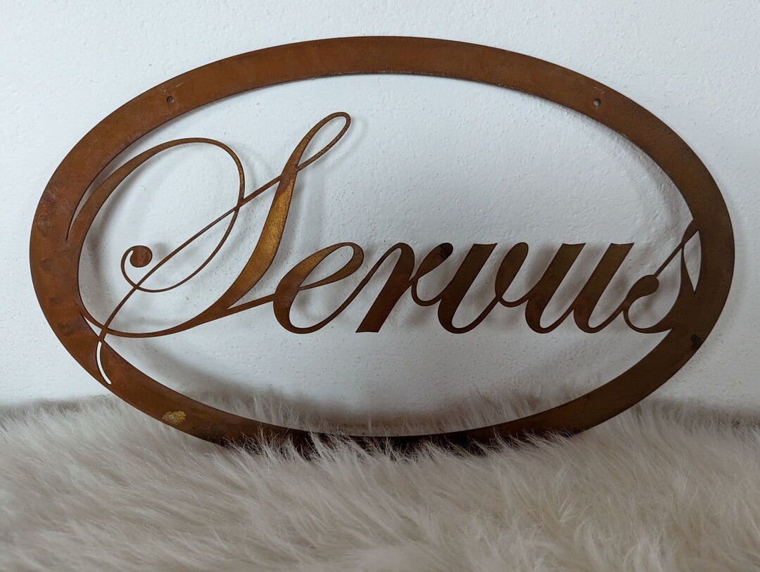 Oval Sign servus in Patina - Etsy