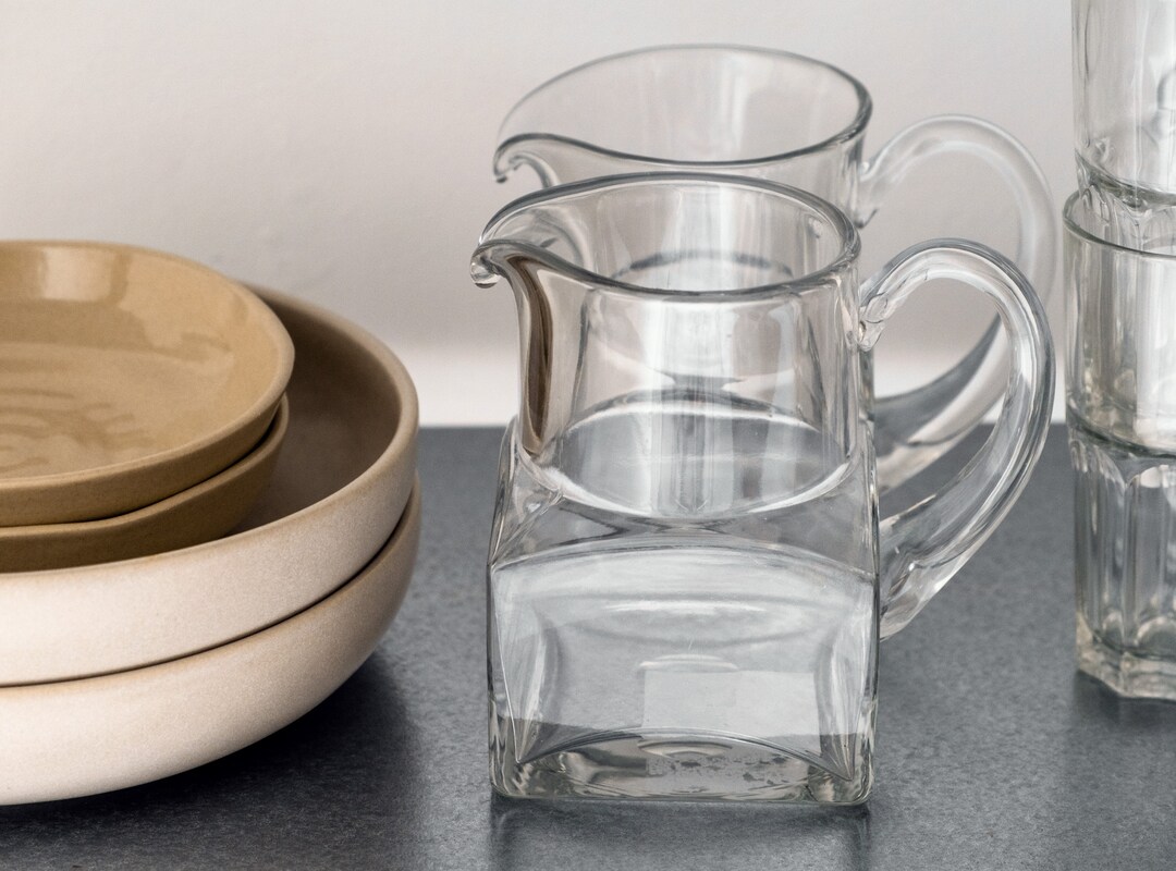 Handblown Square Jug Water Milk or Cream Pitcher Vintage Glass Water ...