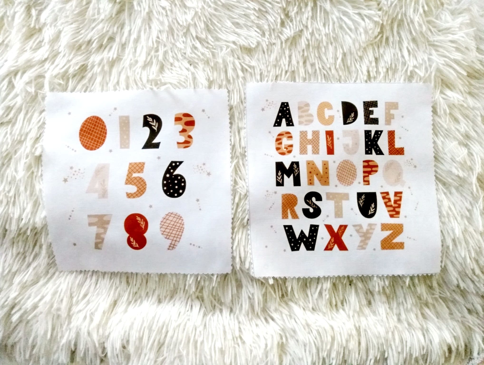 Alphabet and Numbers Nursery Fabric Panel, Neutral Colors - Etsy
