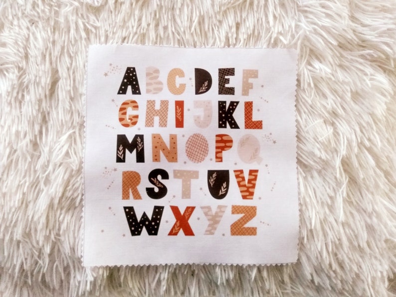 Neutral Alphabet Fabric Panel, Alphabet and Numbers Themed Nursery ...