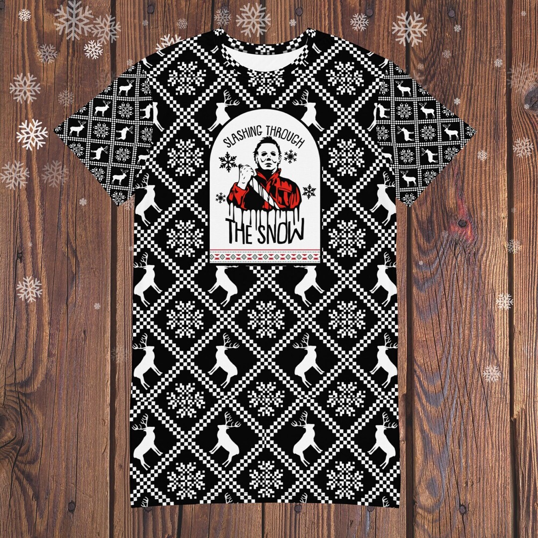 Slashing Through the Snow Michael Myers Christmas T-shirt Dress ...