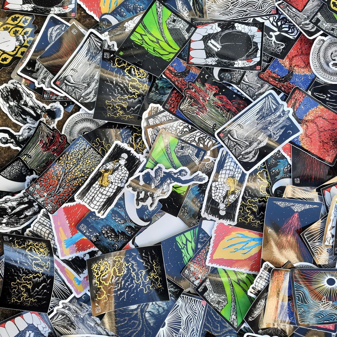 STICKERPACK 7 Vinyl Stickers Linocut Stickers, Luggage, Bumper, Laptop ...