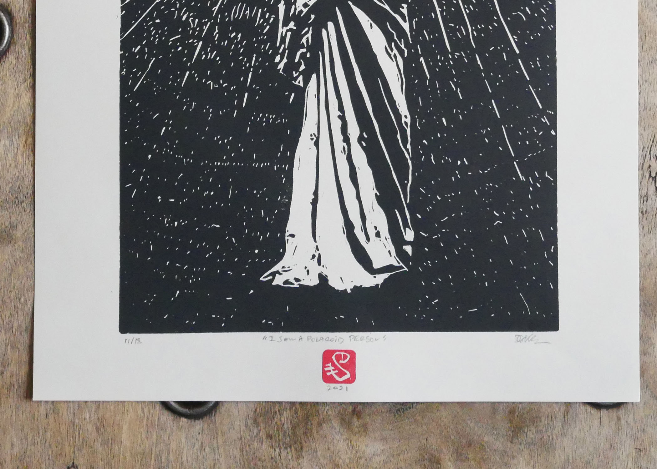 Original Art Linocut Print I Saw a Polaroid Person Limited - Etsy