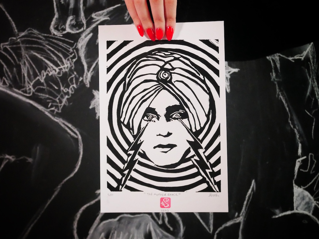 Original Art Linocut Print the Mother Fakir Limited Edition Numbered ...