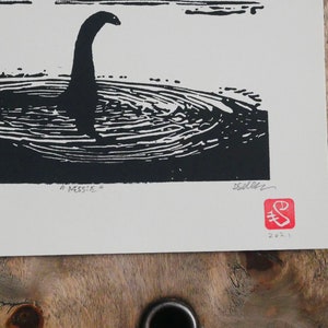 Original Art Linocut Print Nessie the Loch Ness Monster Limited Edition ...