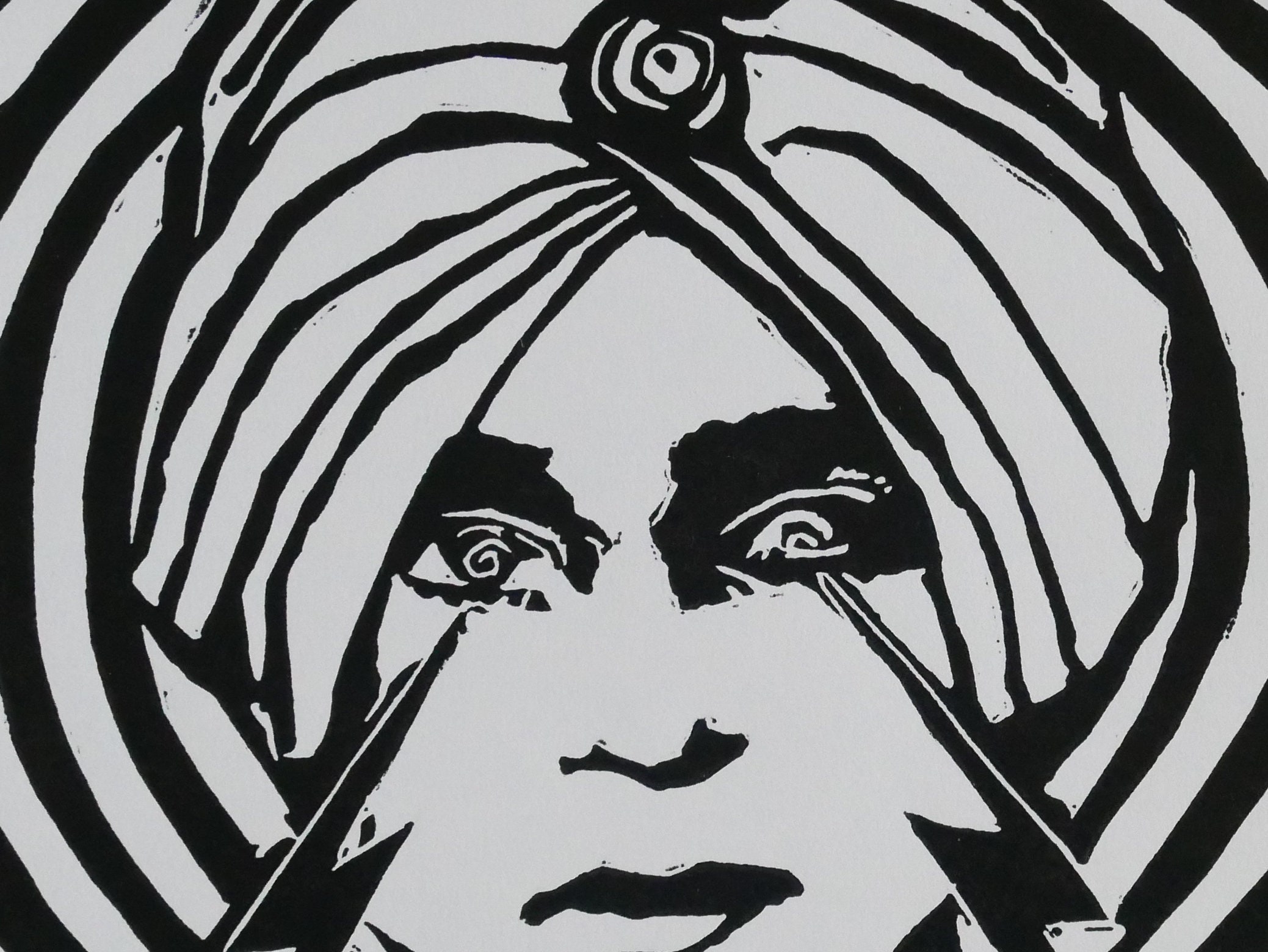 Original Art Linocut Print the Mother Fakir Limited Edition Numbered ...