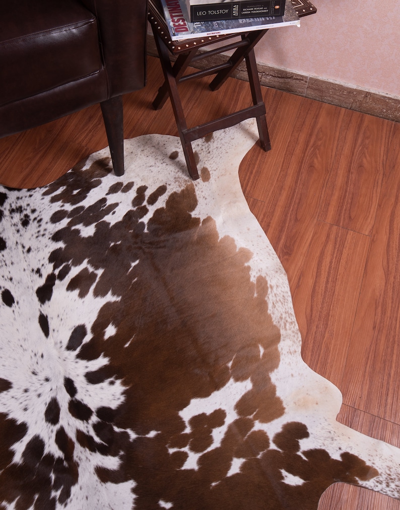 Cowhide Rug Tricolor 5x4 Ft, Genuine Cow Hide Rug Large, Brown Cow Skin ...