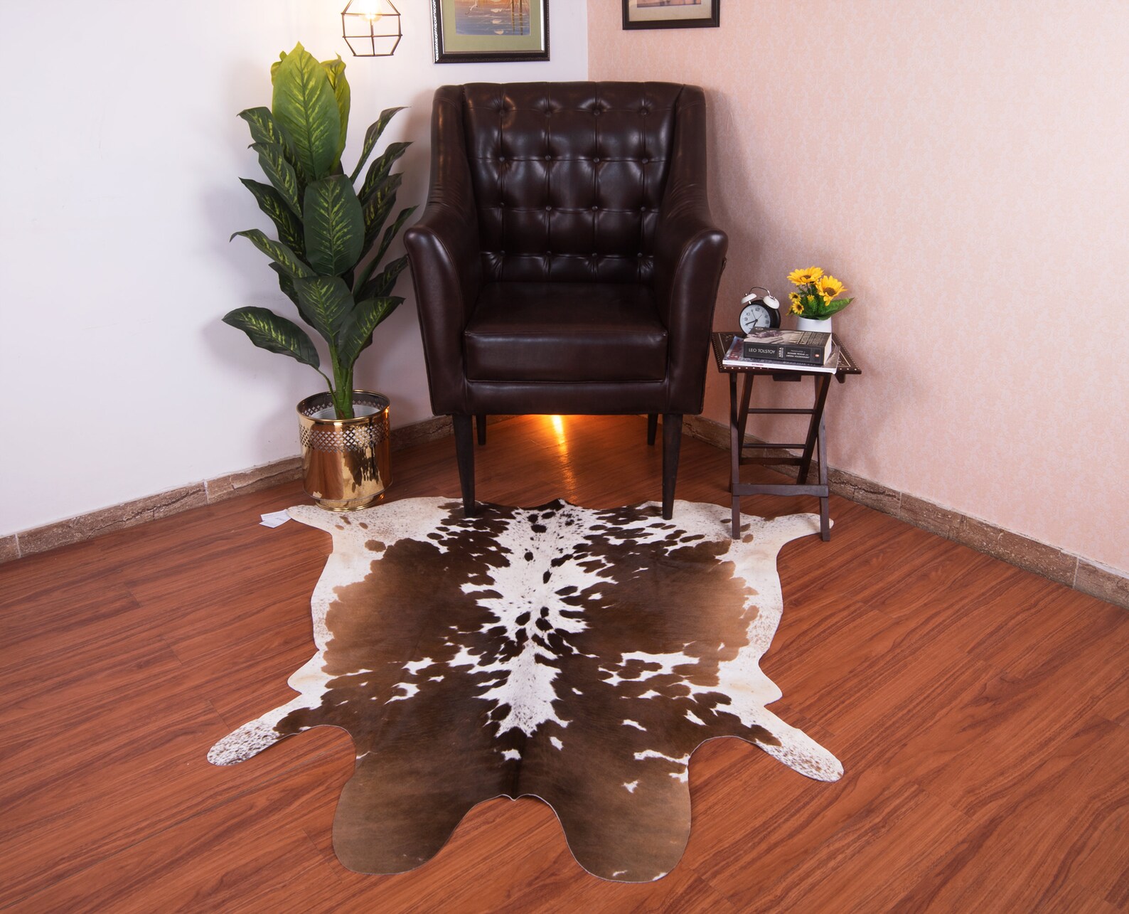 Cowhide Rug Tricolor 5x4 Ft, Genuine Cow Hide Rug Large, Brown Cow Skin ...