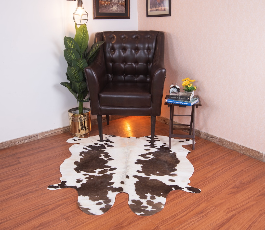 Tricolor Cowhide Rug 4x5 Ft Genuine Cow Skin Leather, Natural Cow Hide ...