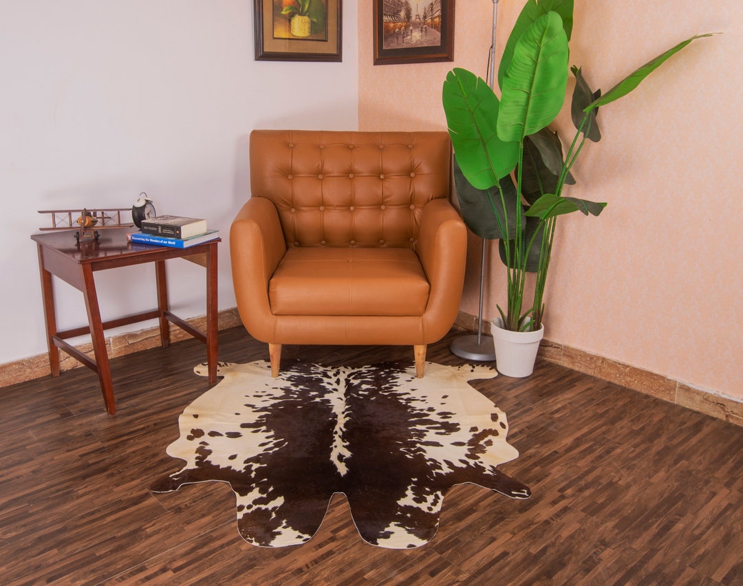 Nursery Cowhide Rug 4x4 Ft Cow Skin Black Brown and White - Etsy