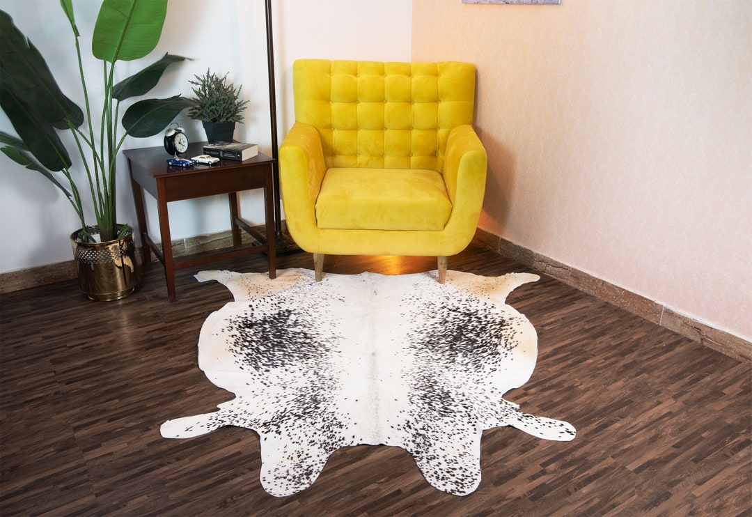Cowhide Rug Large Cow Hide 5x6 Ft Salt and Pepper Black and White Cow ...