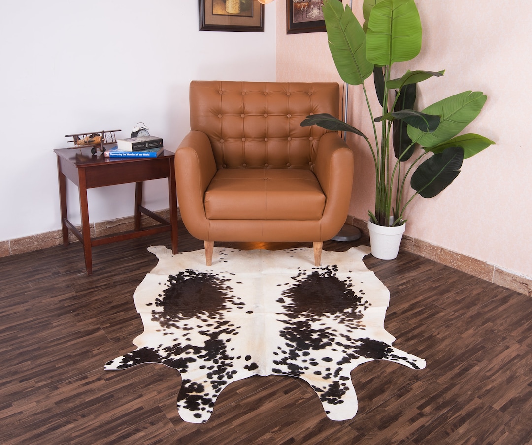 Cowhide Rug Tricolor 5x4 Ft, Genuine Cow Hide Rug Large, Brown Cow Skin ...