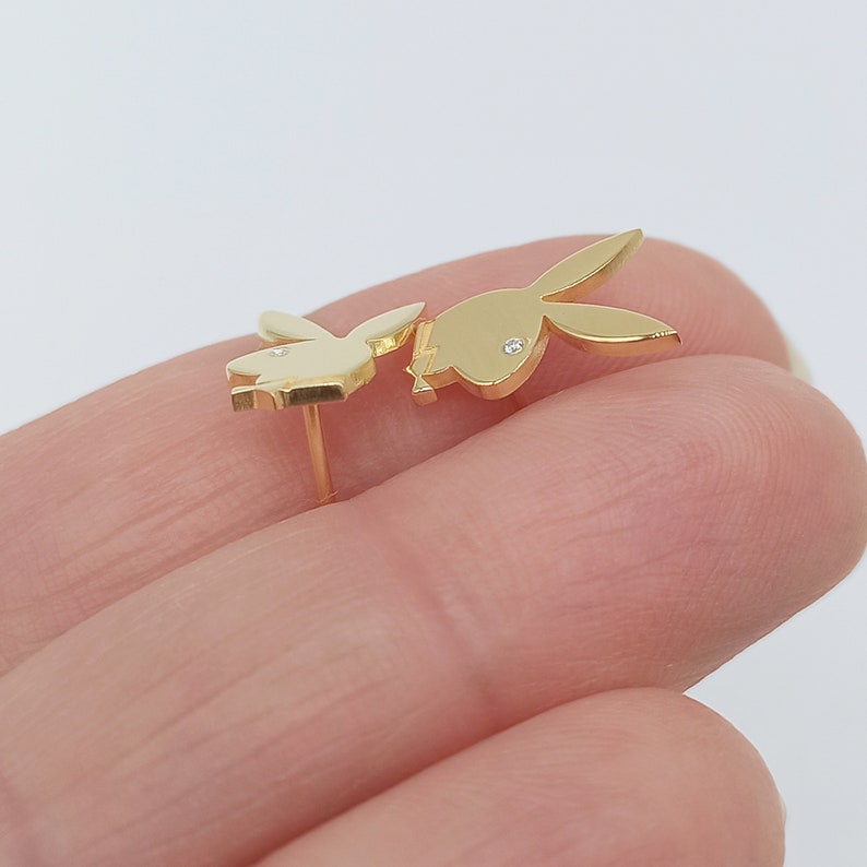 Play Bunny Earrings Gold Vintage Style Playboy Earrings 18K Gold Plated ...