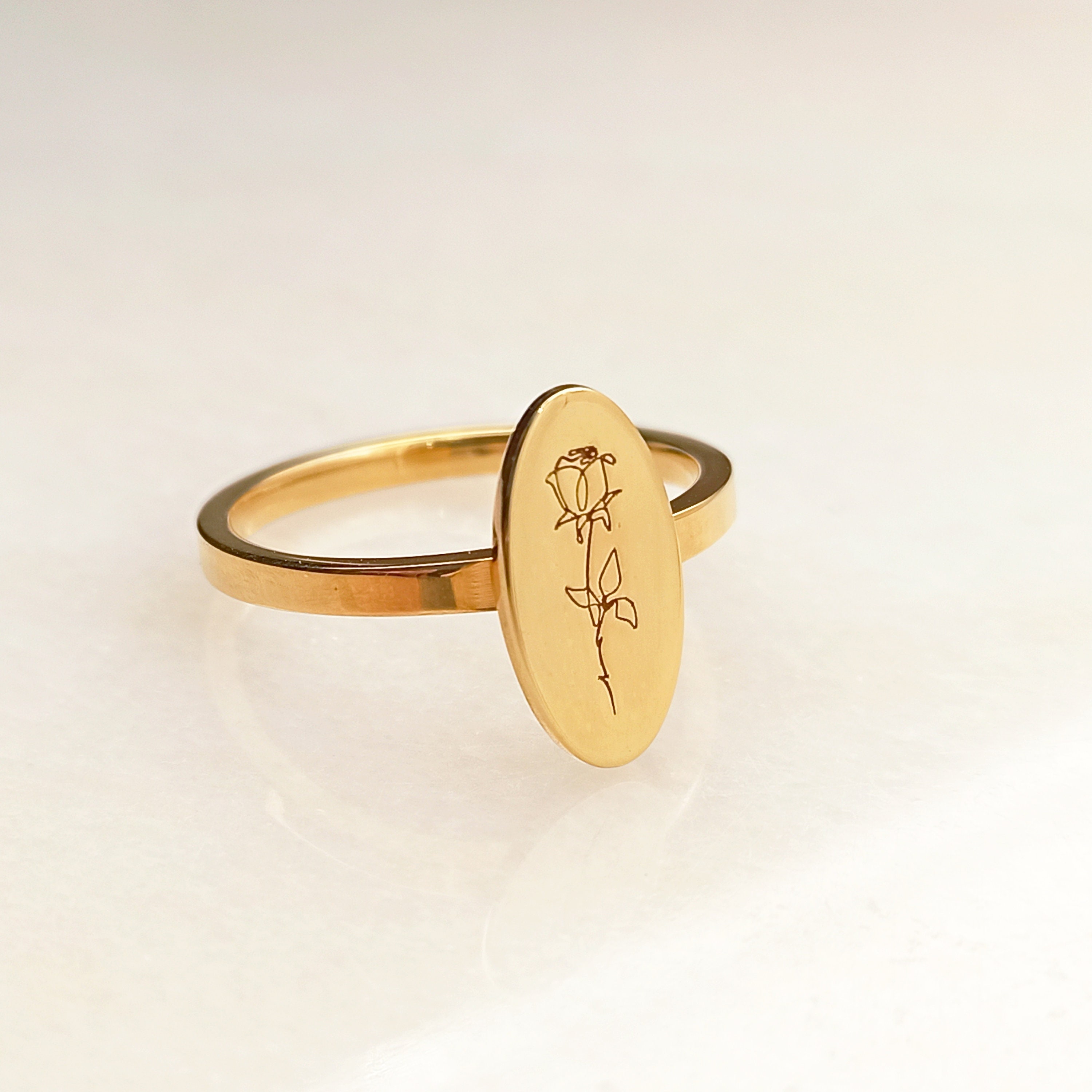 Birth Flower Ring Birth Month Flower Vintage Style Mom Birthday Gift ...