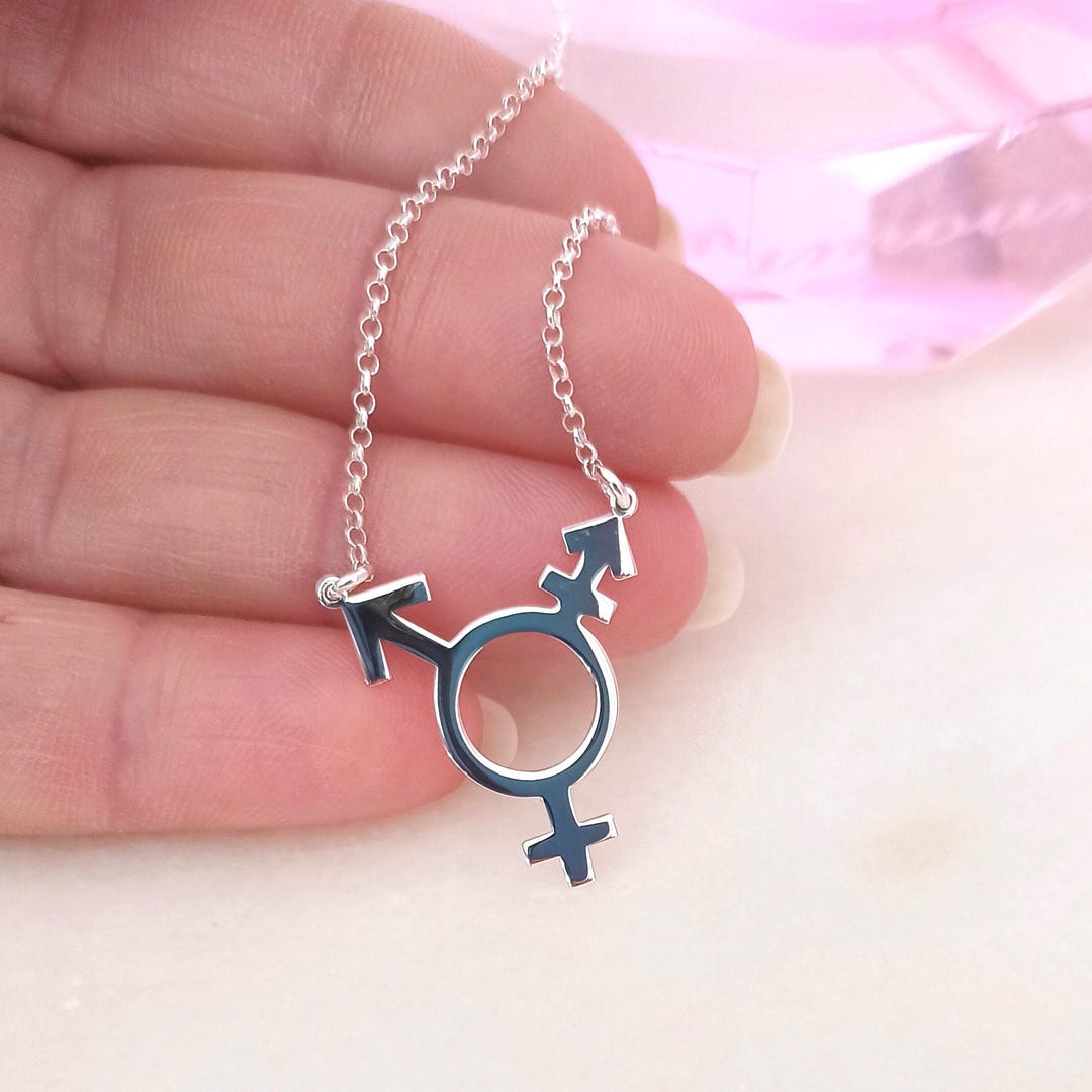 Pride Necklace Transgender Symbol, Rhodium Jewelry Best Friends Gift - Etsy