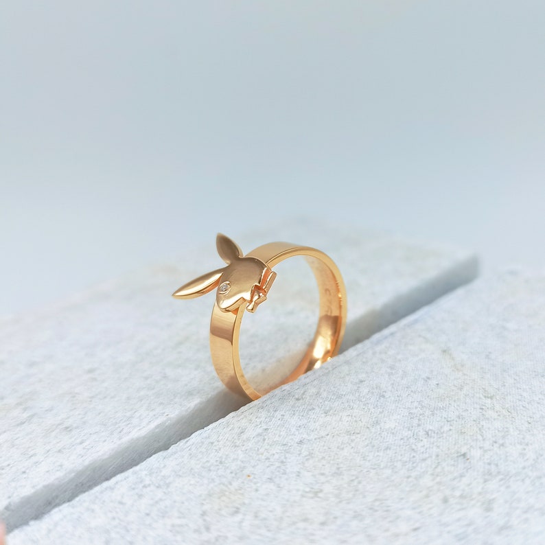 Play Bunny Ring 18K Gold Over Sterling Silver Best Gift for - Etsy