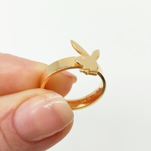 Play Bunny Ring 18K Gold Over Sterling Silver Vintage Playboy Style ...