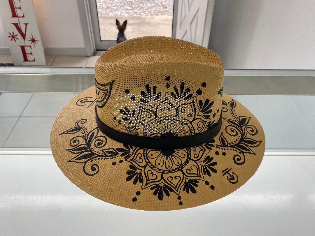 Hand Painted Intricate Art Design Fedora Hat - Etsy