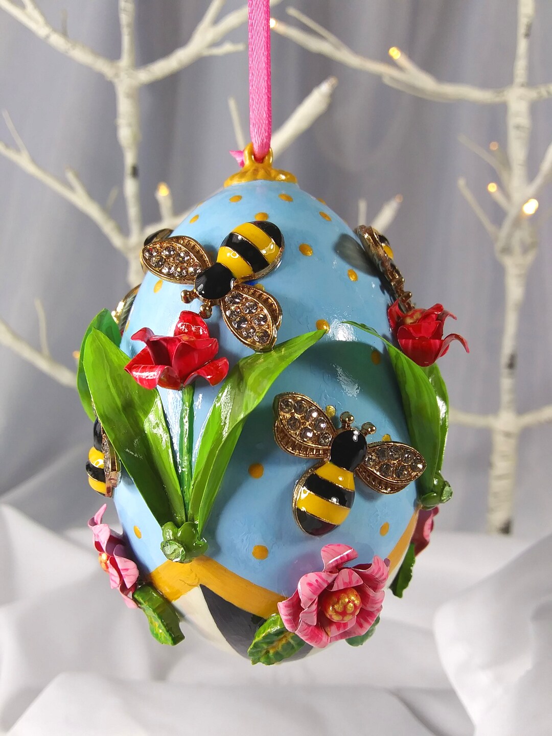 Blue Skies and Tulips Handmade Hand-painted Decorated Goose - Etsy