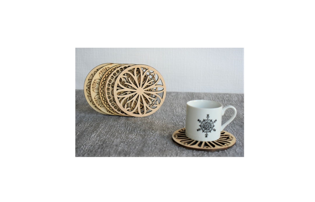 Geometric Wood Coasters-coasters Laser Cut Files Svg-glowforge ...