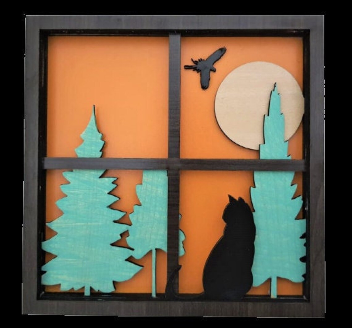 Digital File-tree&cat Wood Layered Tree Wall Art. Cat Wall - Etsy