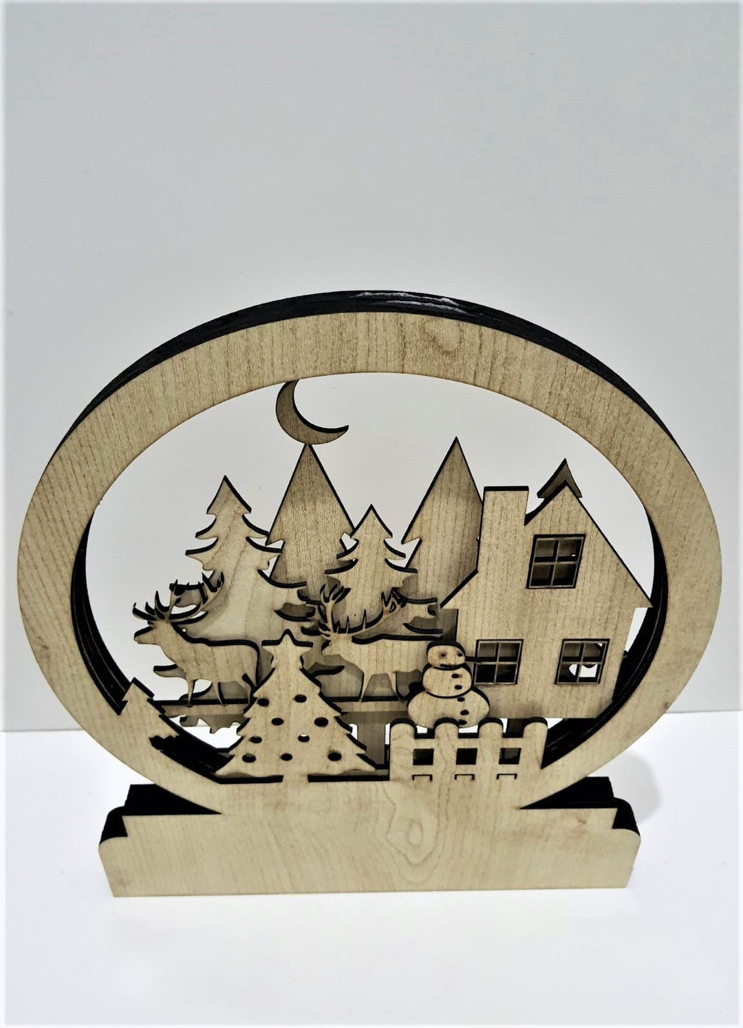 Wood Decorative New Year-cnc Vector Plan Diy-christmas Gift SVG-6 Layer ...