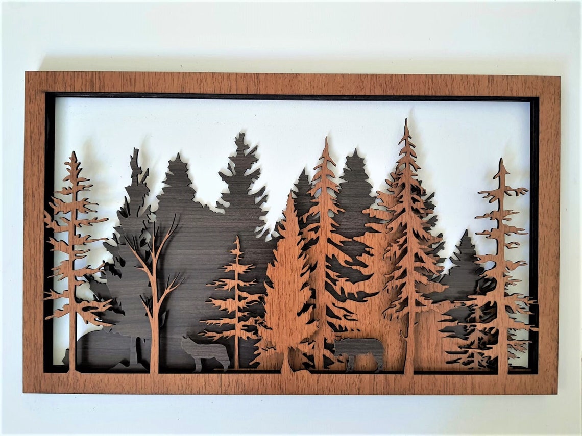 Digital File Wood Layered Forest, Glowing Forest CNC-DXF-SVG, Forest ...