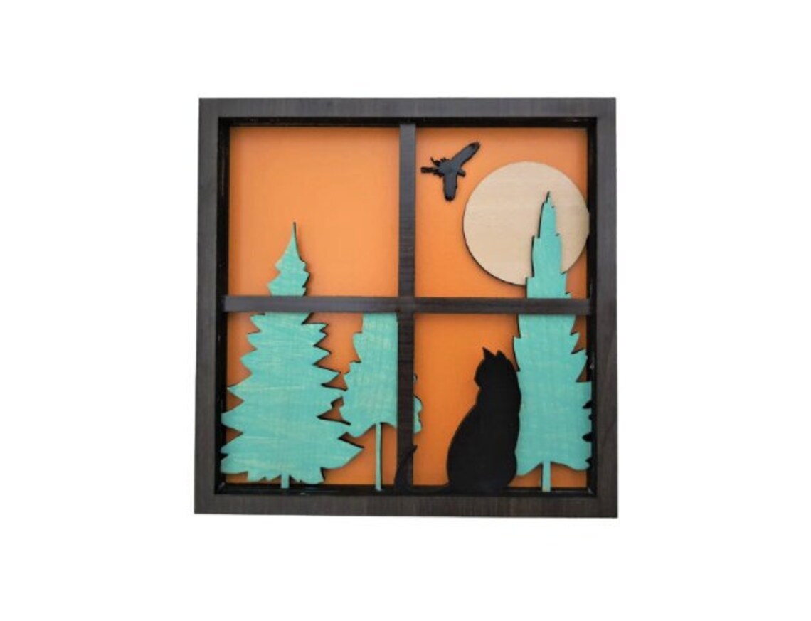 Digital File-tree&cat Wood Layered Tree Wall Art. Cat Wall - Etsy