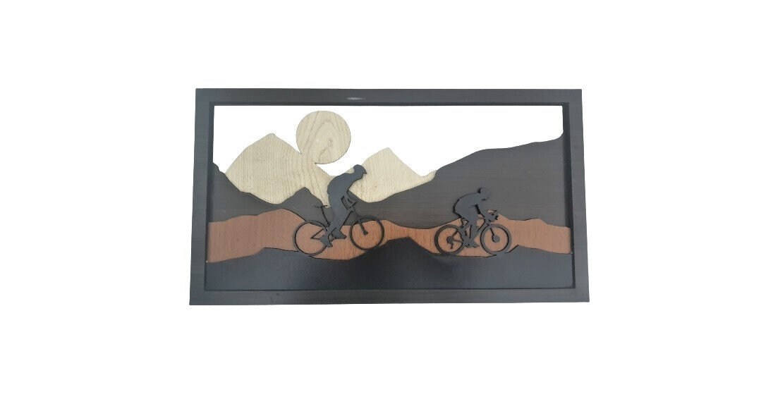 Bike Mountains and Hills-6 Layer Laser Cut Files-forest and Sunset SVG ...