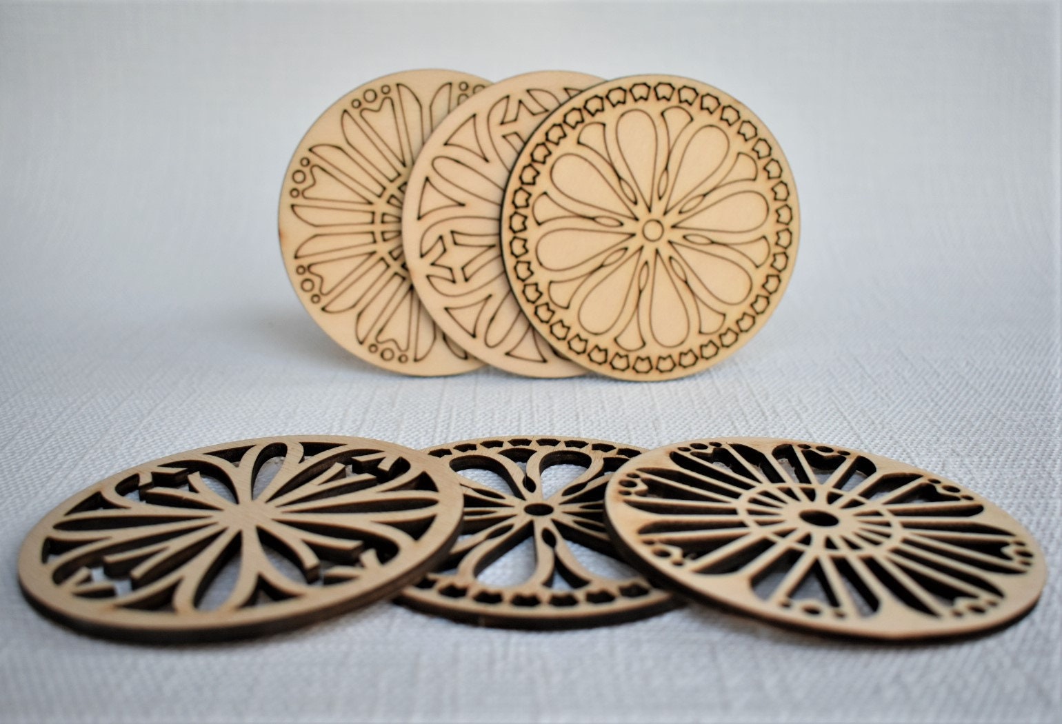 Geometric Wood Coasters-coasters Laser Cut Files Svg-glowforge ...