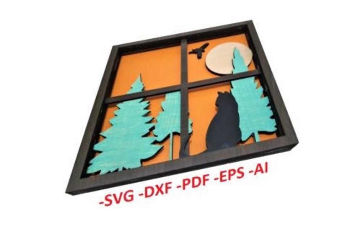 Digital File-tree&cat Wood Layered Tree Wall Art. Cat Wall - Etsy