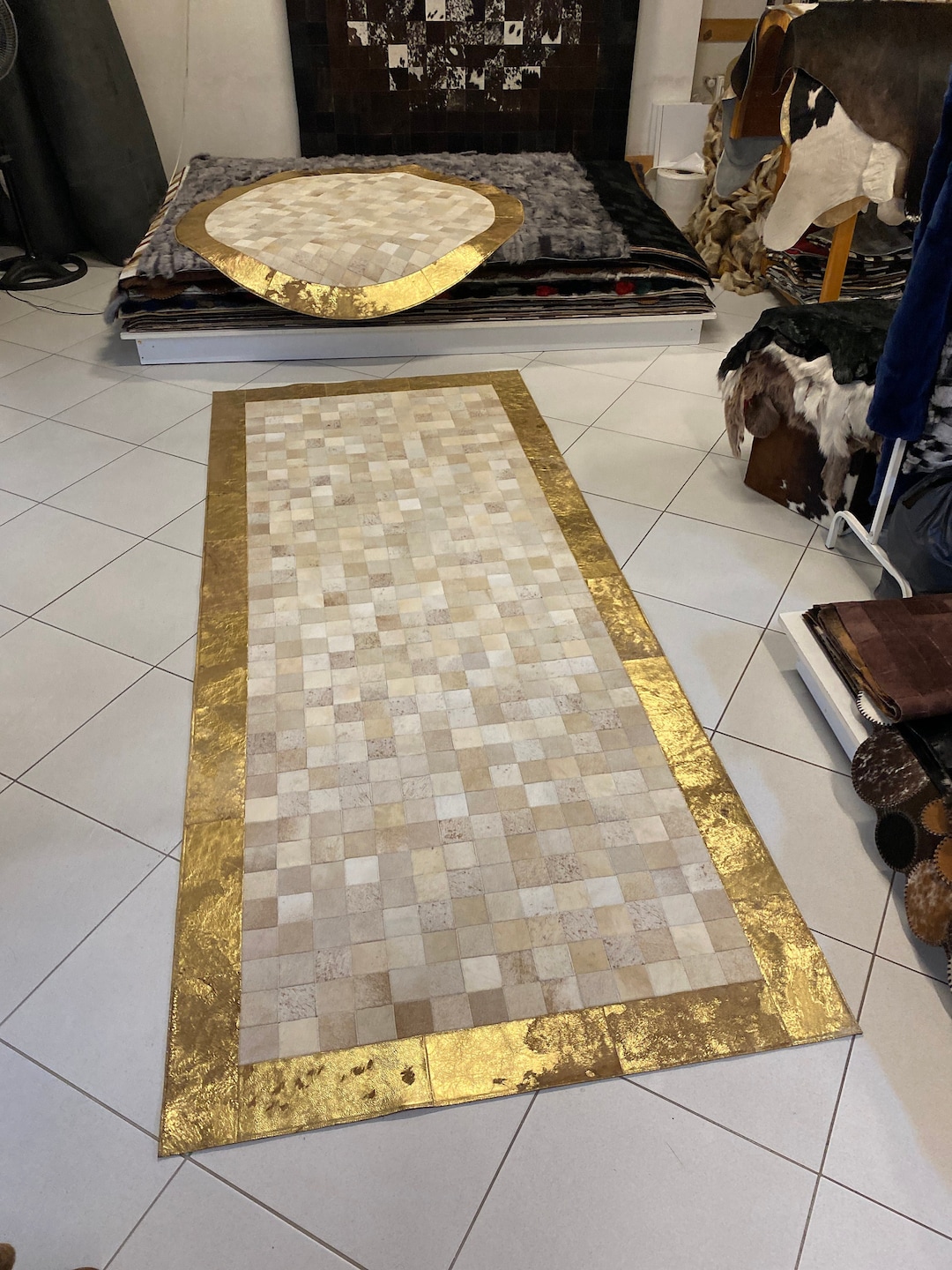 4x12 Rug Runner, Cowhide Rug, Hallway Runner Rug, Tricolor Cowhide Area ...