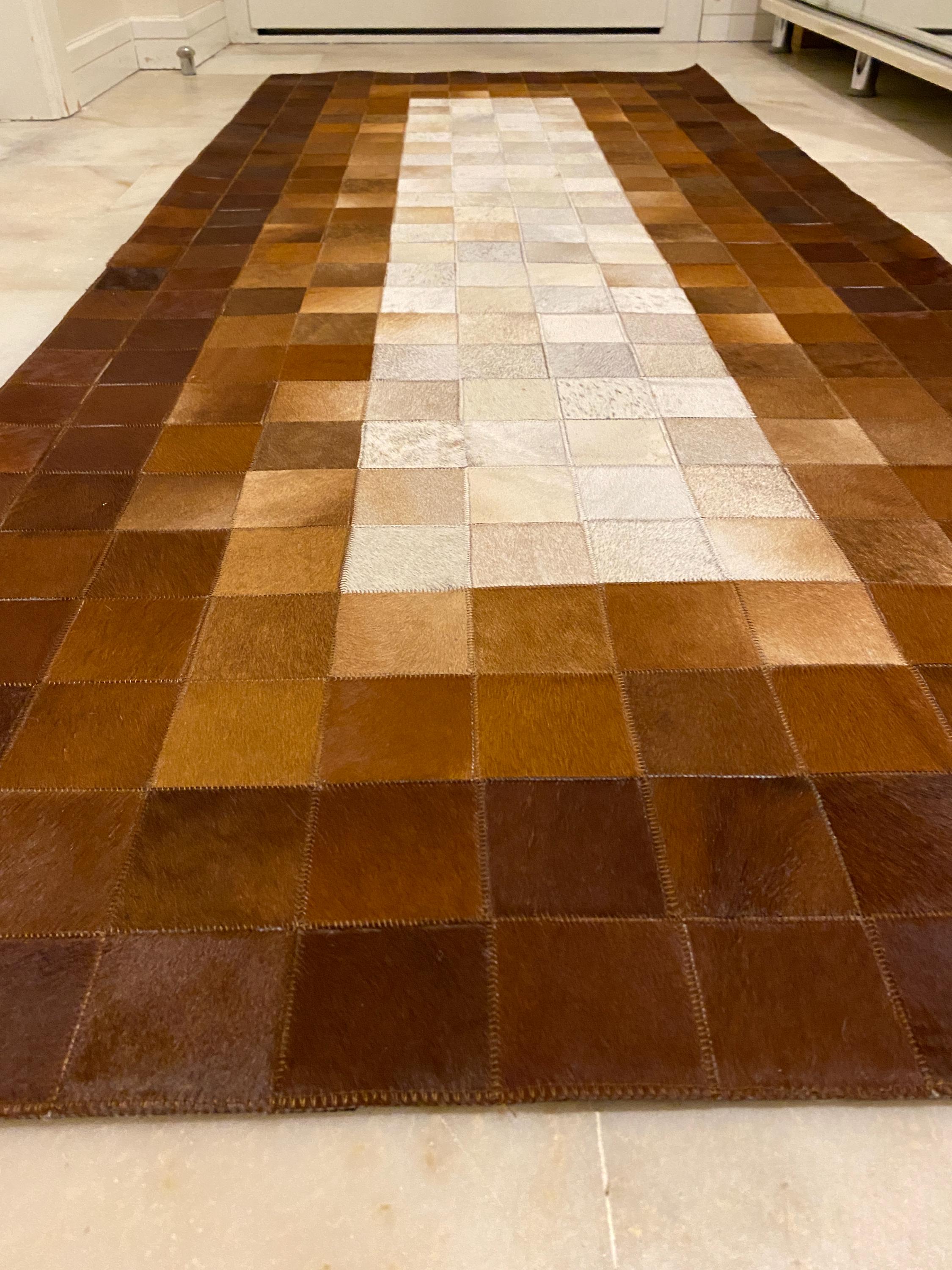 Handcrafted Cowhide Runner Rug, Natural Cowhide Carpet, Unique Home ...