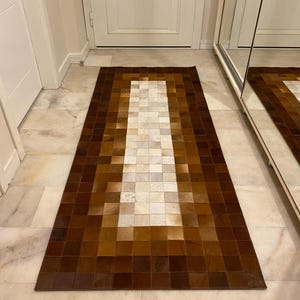 Handcrafted Cowhide Runner Rug, Natural Cowhide Carpet, Unique Home ...