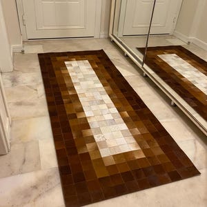Handcrafted Cowhide Runner Rug, Natural Cowhide Carpet, Unique Home ...