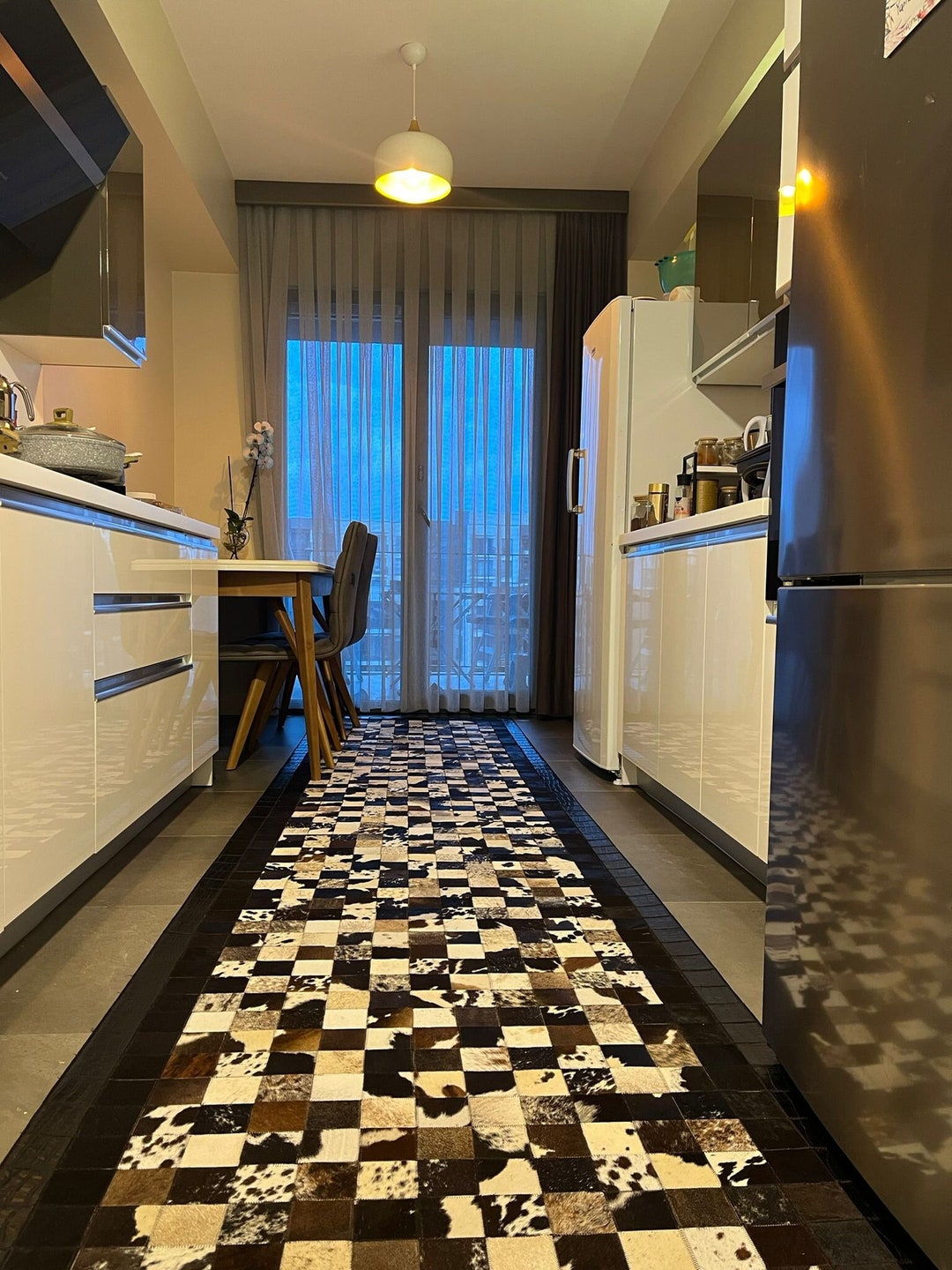 Cowhide Rug, Runner Rug, Colorful Runner Rug, 100% Handmade Natural ...