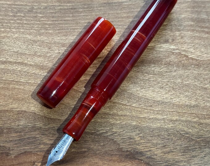 Handmade Deep Red Striped Fountain Pen - Etsy
