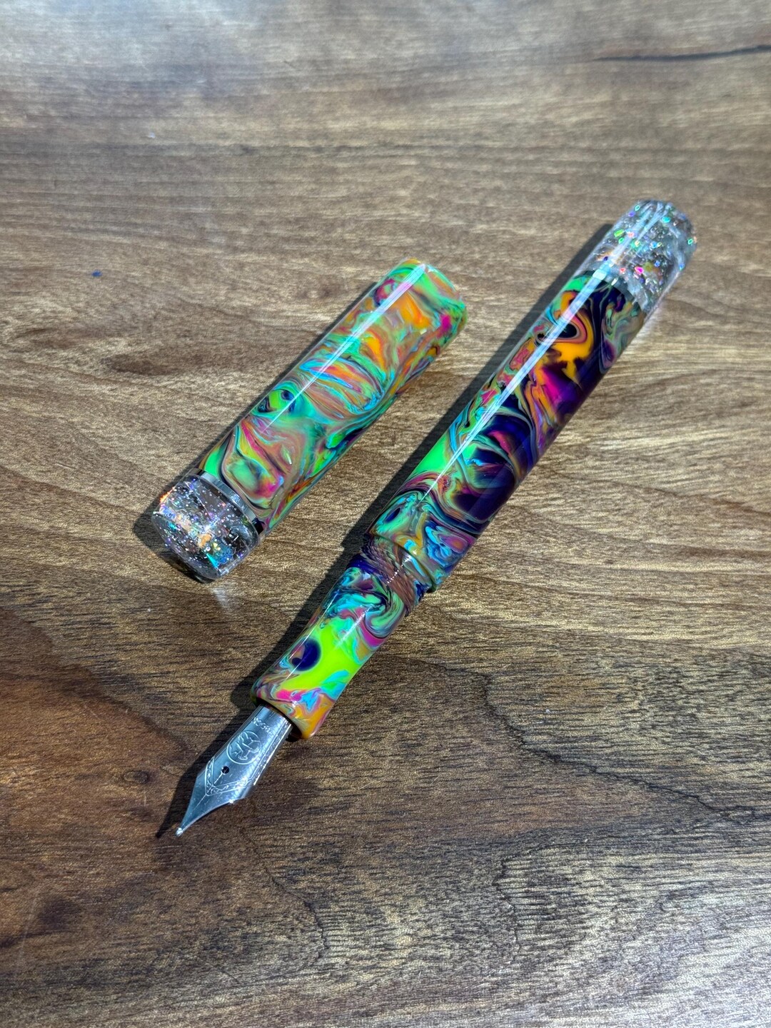 Handmade Dank Blank Holographic Fountain Pen With Matching Finials ...