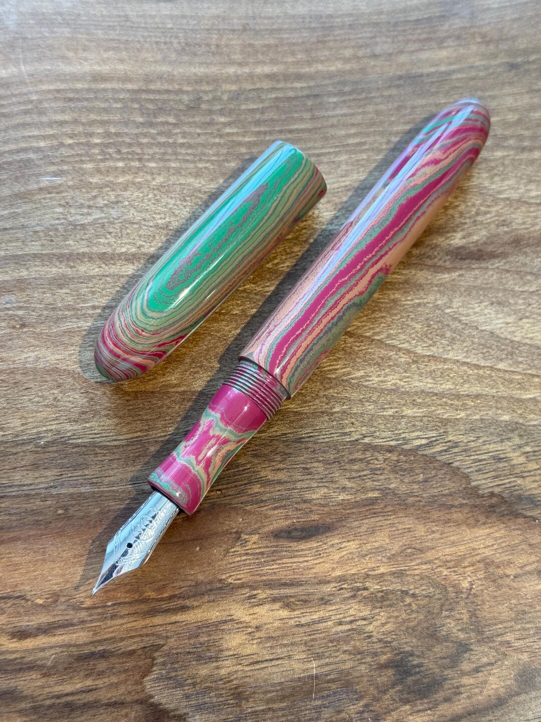 Handmade 'phantasy' Ebonite Fountain Pen, Luxury Pink Ink Pen - Etsy