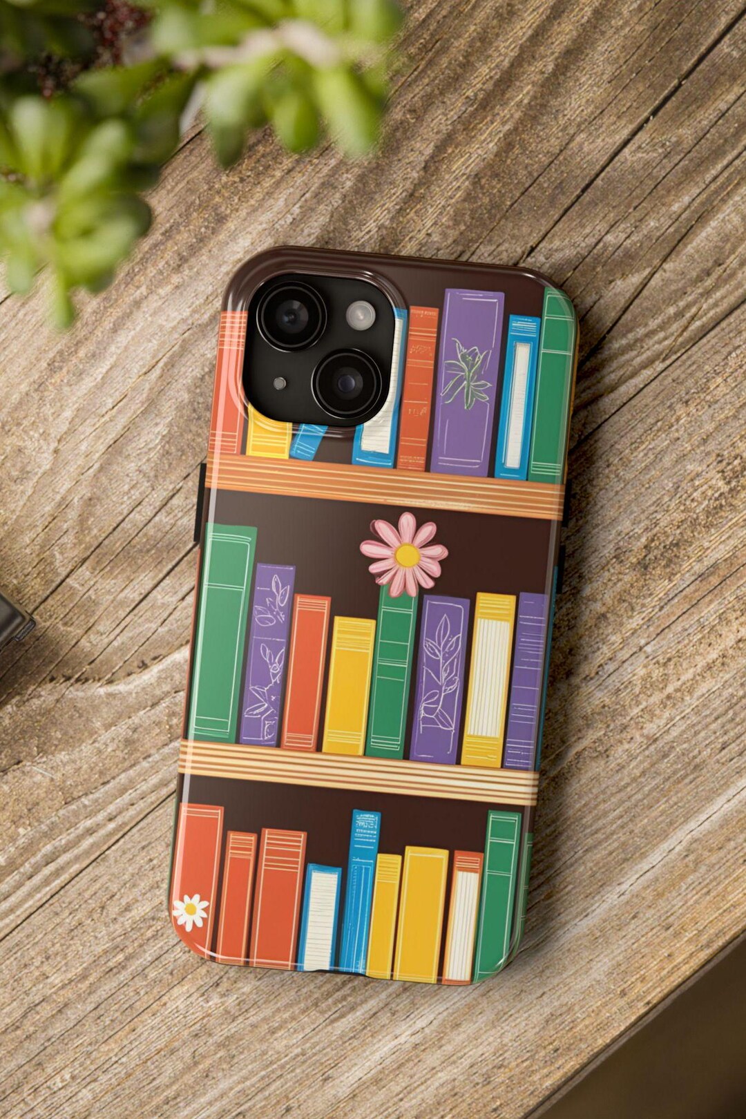 Floral Faux Stained Glass Bookshelf Phone Case, Bookish Reading Theme ...