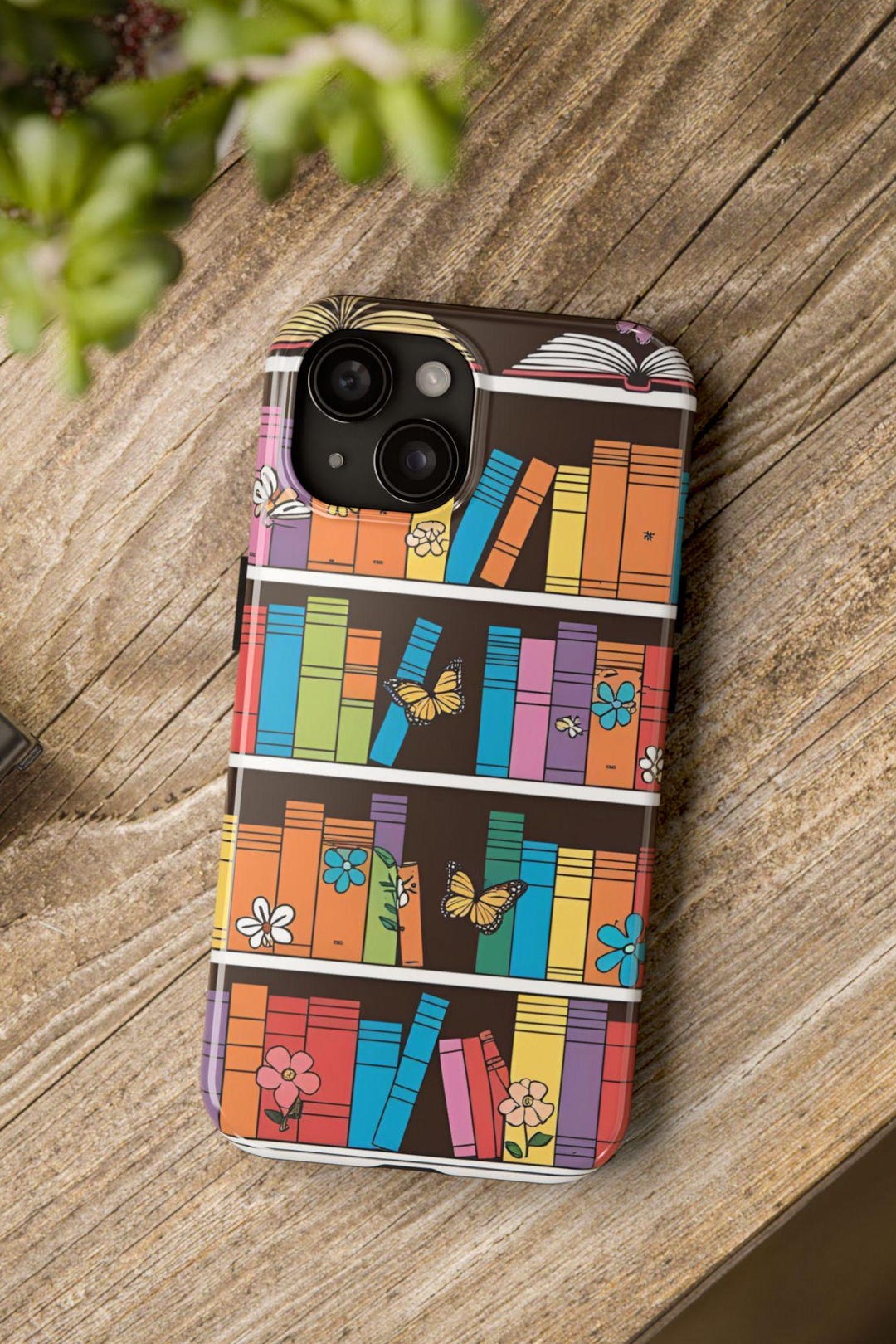 Floral Faux Stained Glass Bookshelf Phone Case, Bookish Reading Theme ...